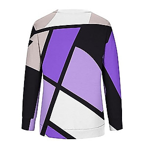 Comigeewa Womens Tops 2023,Sudaderas de manga larga con cuello redondo y gráfico geométrico para mujer,cómodas de otoño, camisas básicas capucha,B1*Purple,XX-Large