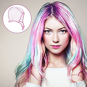 Waydress 6 Pieces Highlight Hair Cap Salon Hair Coloring Highlighting Dye Tipping Cap Frosting Caps with 4 Pieces Highlighting Needles Crochet Hooks for Dyeing Hairdressing Tool(Purple/Blue/Pink)