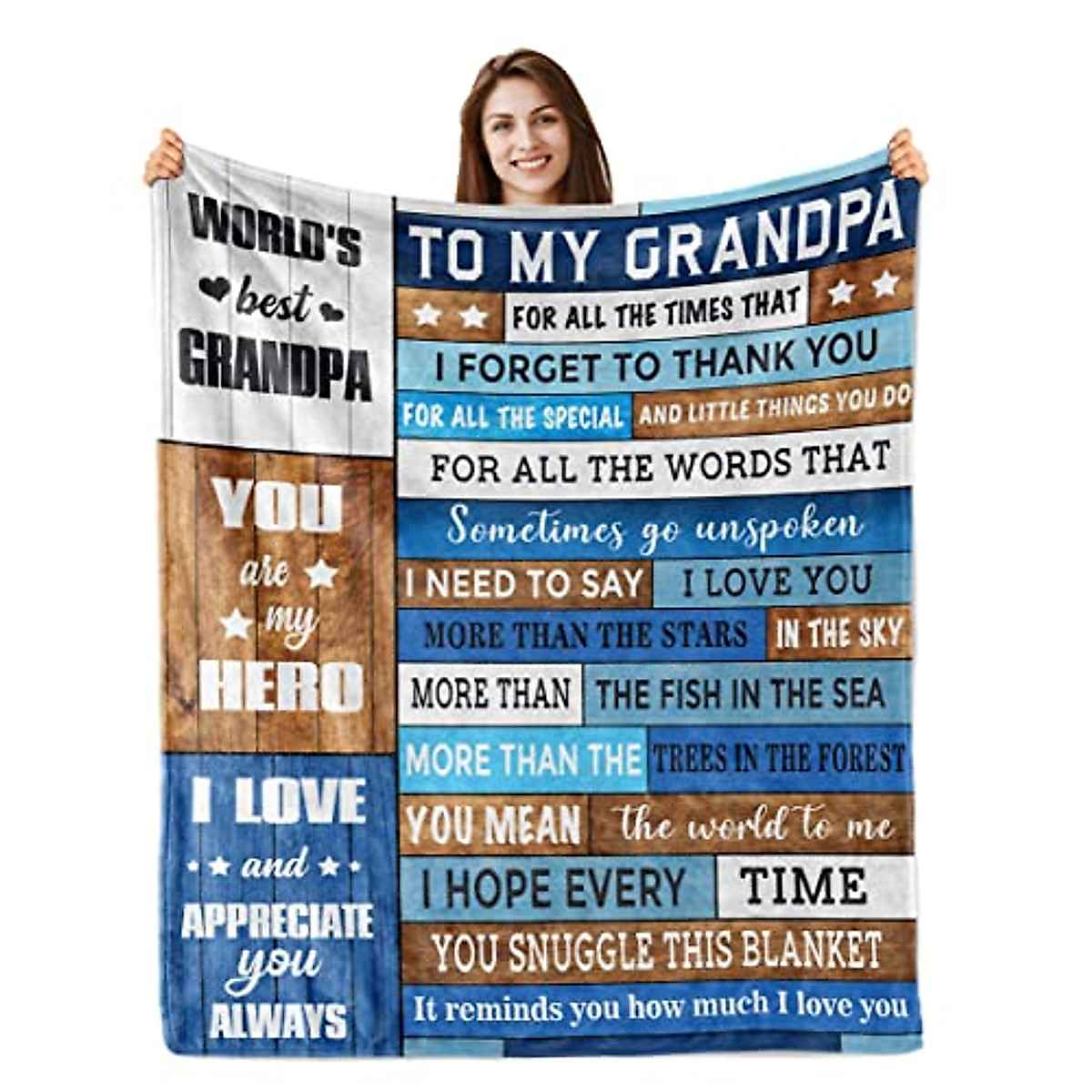 Grandpa Gifts,Gifts for Grandpa,to My Grandpa Blanket 60”x50”,Grandpa Birthday Gifts,Gift for Grandpa,Great Grandpa Gifts from Grandchildren Granddaughter Grandson,Best Gifts for Grandpa