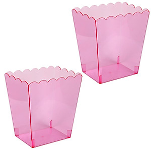 ACHED Light Pink Candy Container 2Pcs Plastic Trifle Dishes 2Pcs Scalloped Plastic Bucket 5.625x4.5x6 2Pcs Plastic Container 8x7x8.8 6Pcs Plastic Scoop 6x3x1 Sets Pack of 12 with Bonus Ankara Tote Bag