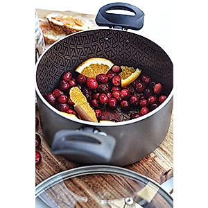 IMUSA USA 5 Quart Talent Master Line Nonstick Dutch Oven with Glass lid & Thermal Signal, Brown, (IMU-20077)