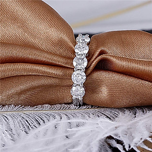 DovEggs 14K White Gold 1.25CTW 4mm F Color Clear Moissanite Engagement Ring Half Eternity Anniversary Wedding Band for Women (8.5)