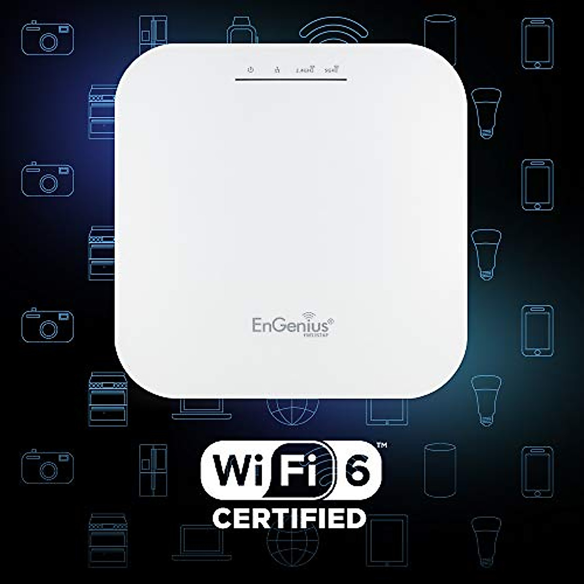 EnGenius EWS357AP WiFi 6 AX1800 2x2 Gigabit Wireless Access Point with 1Gbps Port, OFDMA, MU-MIMO, PoE+, WPA3, 1GB RAM, License-Free Management Tools (Power Adapter Not Included)