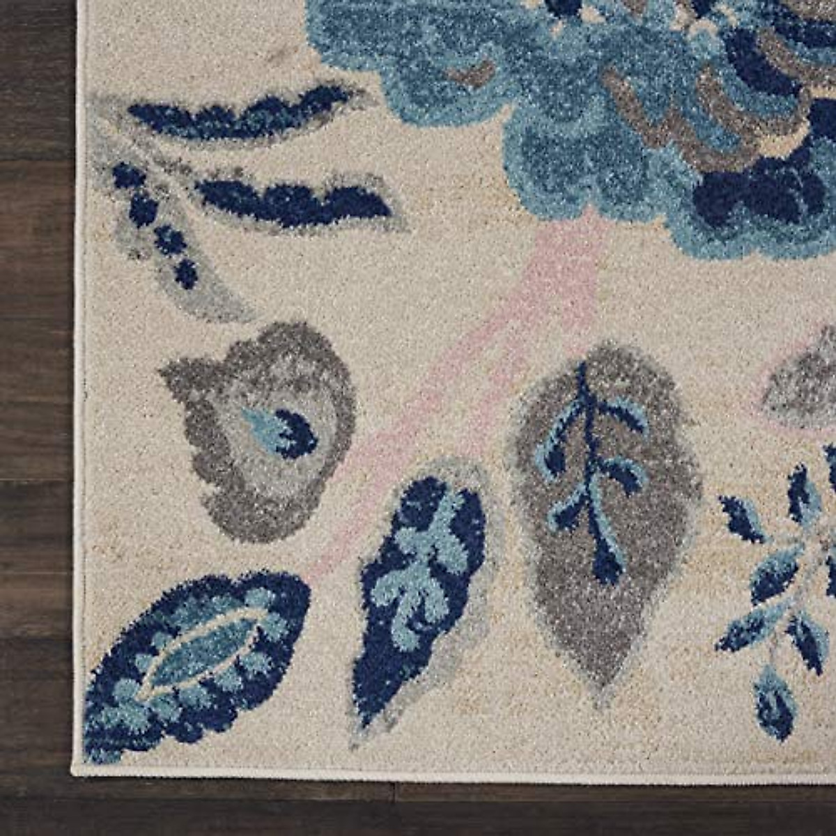 Nourison Tranquil Floral Ivory/Light Blue 8' x 10' Area -Rug, Easy -Cleaning, Non Shedding, Bed Room, Living Room, Dining Room, Kitchen (8x10)