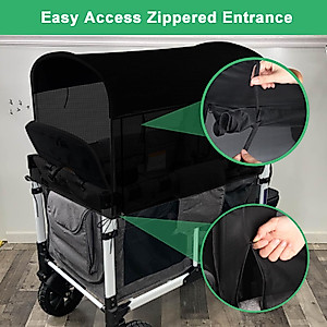 Mosquito Net Cover for WONDERFOLD Wagon W4 Stroller Wagon - Provide Easy Access Zippered Entrance, Easy Installation and Overall Protection