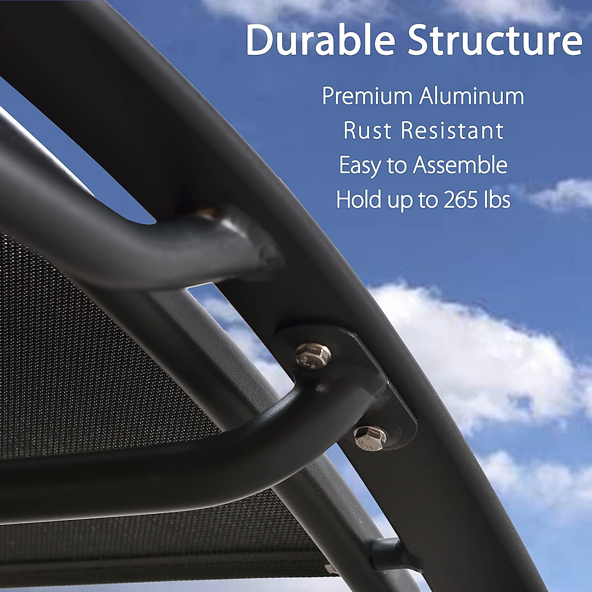 PURPLE LEAF Patio Chaise Lounge Chair Set with 2 Side Table Outdoor Pool Adjustable Recliner Chairs for Outside Beach Poolside Sunbathing Tanning Lounger