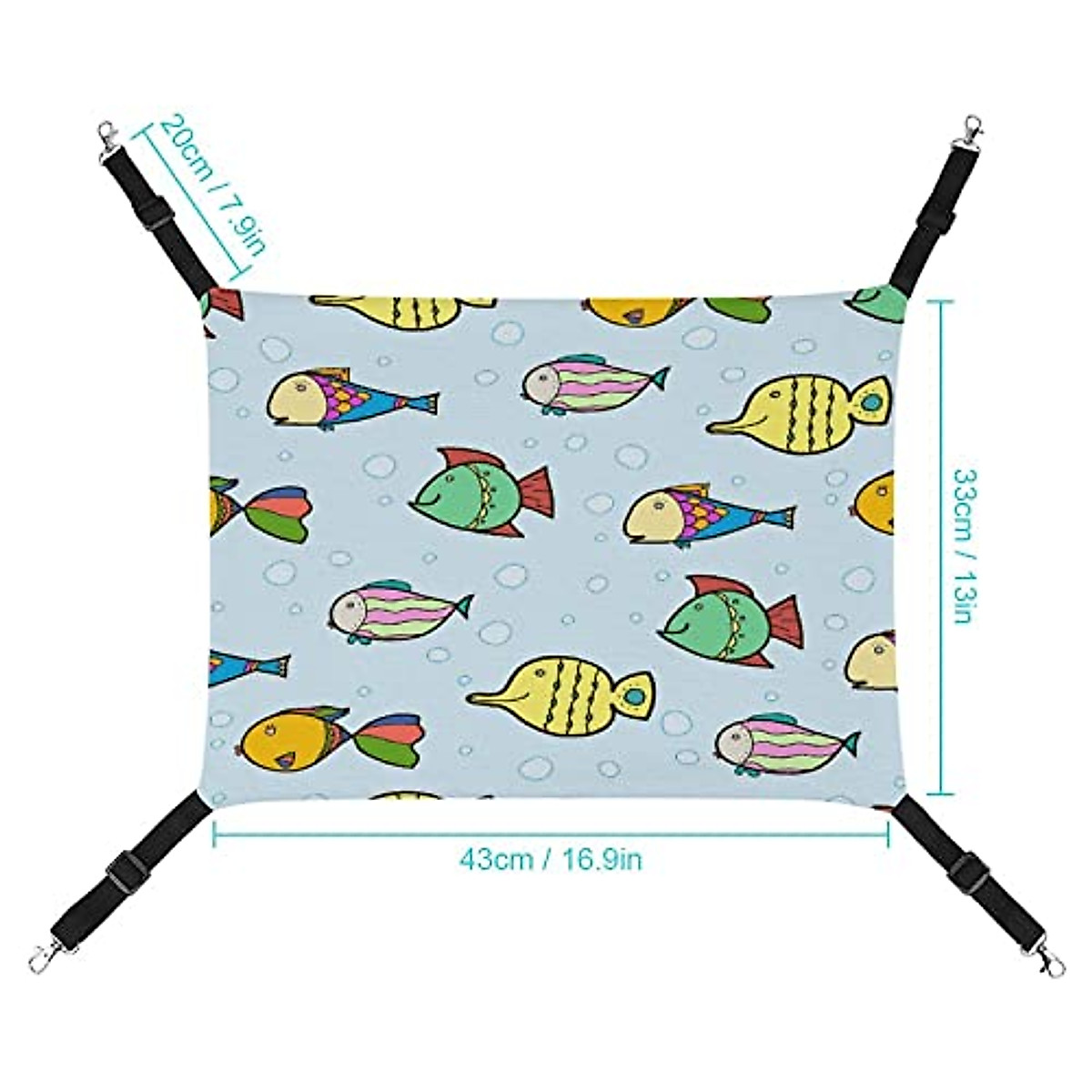 Color Fish Pet Hammock Bed Guinea Pig Cage Hammock Small Animal Hanging Bed for Ferret, Chinchilla, Puppy and Other Small Animals