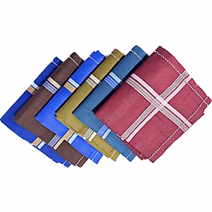 Royal Mart men's handkerchiefs, 100% cotton, hemstitched, 17x17 inches, multi-colored (Pack of 12)