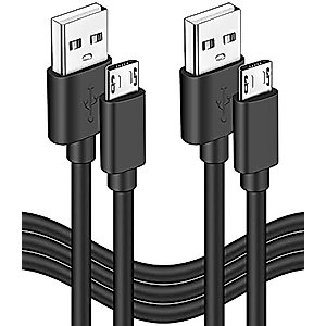 2-Pack 10FT Micro USB Power Cable Compatible with Fire TV Intel Computer,Roku,Keyboard,Chromecast,Azulle Quantum Access Asus Vivo Stick Mini,PC Data Charging Charger Cord Compatible with Kindle Tablet