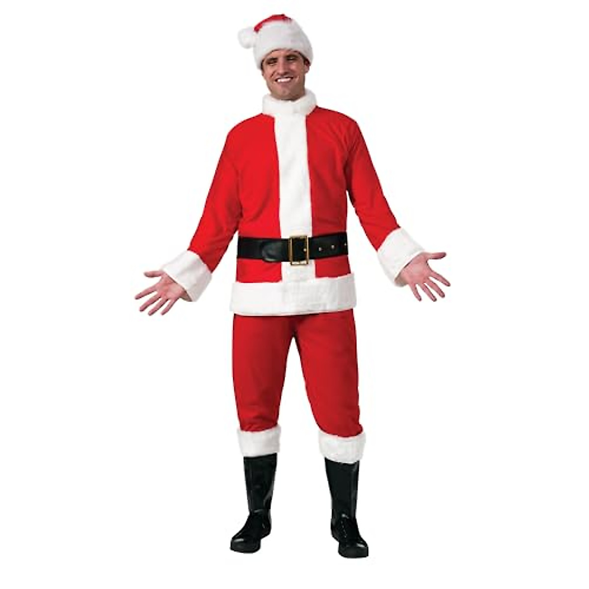 Rubie's Adult Bright Red Flannel Santa Suit With Gloves Adult Sized Costumes, Red/White, XX-Large US