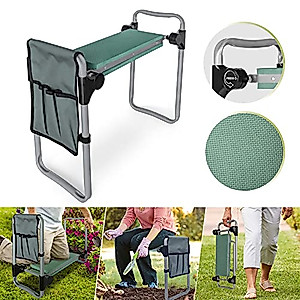 Gardening Seat Garden Kneeler and Seat Workbench Gardening Workseats Foldable Garden Seat Bench with Soft EVA Kneeling Pad for Gardening Tool Bag 2 in1 PRESS FOLDING Waterproof Gardening Gifts 330lbs