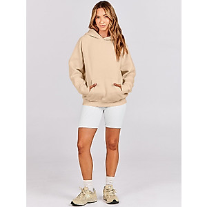 ANRABESS Women Hoodies Oversized Fleece Long Sleeve Comfy Casual Basic Pullover Sweatshirts 2025 Fall Outfits Sweater Dark Apricot Medium