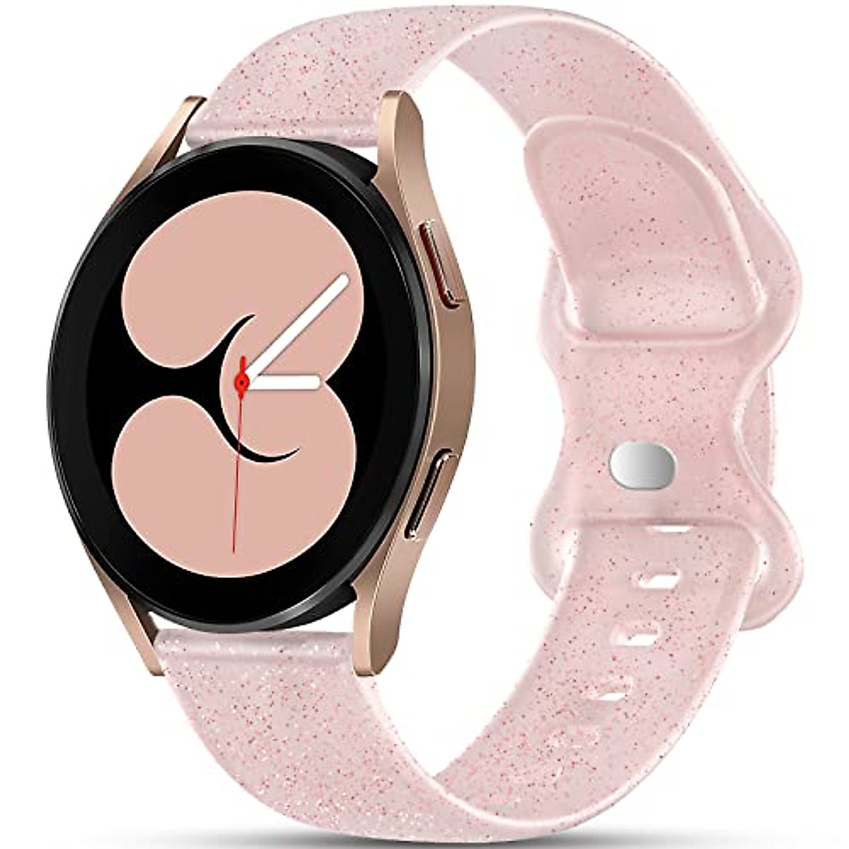 GEAK Silicone Watch Band for Samsung Galaxy Watch 4, 40mm-44mm, Shiny Glitter, Replacement Bands, Women's Pink