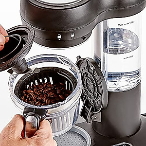 PowerXL Grind & Go, Automatic Single Serve Coffee Maker with Grinder Built-in and 16 oz. Travel Mug, Single Cup Drip Coffee Machine, Stainless Steel Blades, CL-004, Black