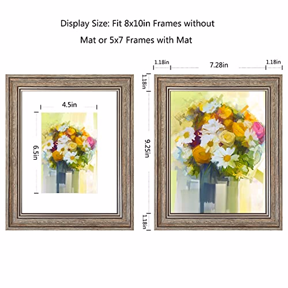 LUCKYLIFE 8x10 Picture Frame Set of 4, Rustic Farmhouse Picture Frames for Table or Wall Hanging