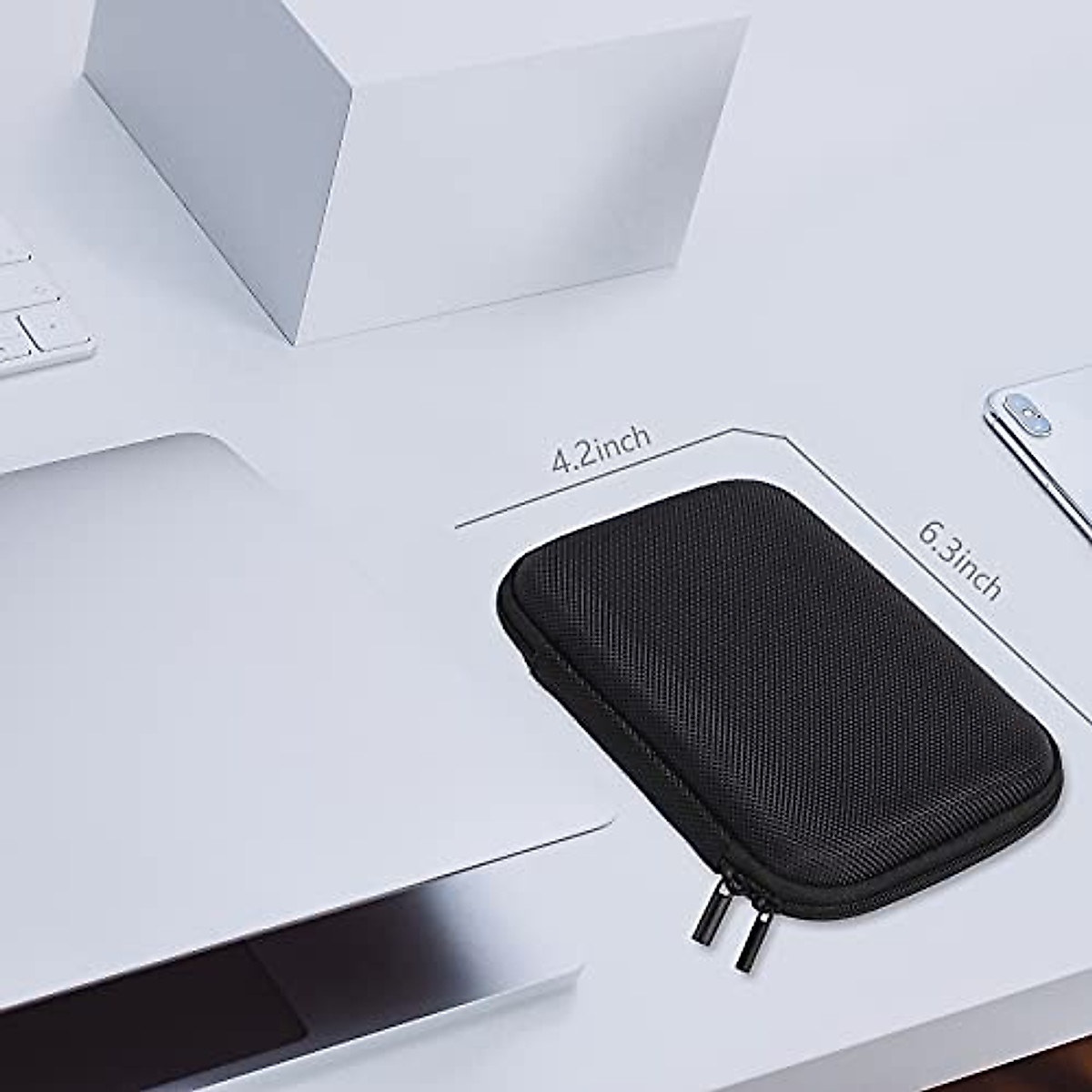 Ginsco 2pcs EVA Hard Carrying Case for Portable External Hard Drive Power Bank Charger USB Cable Battery Case (Black+Blue)