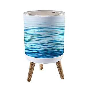 LGCZNWDFHTZ Small Trash Can with Lid for Bathroom Kitchen Office Diaper Blue sea Water Bedroom Garbage Trash Bin Dog Proof Waste Basket Cute Decorative