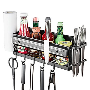 LIVOD Griddle Caddy for Blackstone Griddle Accessories, Blackstone Griddle Caddy Grill Accessories Storage Box for Blackstone 28”-36” Griddle, BBQ Accessories with a Magnetic Tool Holder Set