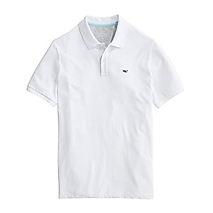 vineyard vines Men's Edgartown Short Sleeve Pique Polo, White Cap, XX-Large