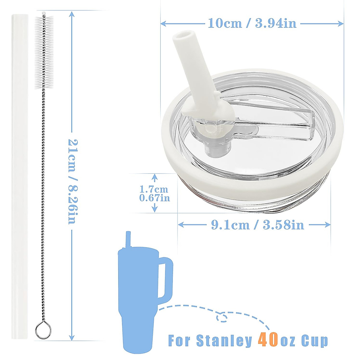 Douji 40oz Tumbler Replacement Flip Straw Lid for Stanley Quencher H2.0,​​​ Flip-top Leak-Splash Proof，Replacement Reusable Tumbler Cover