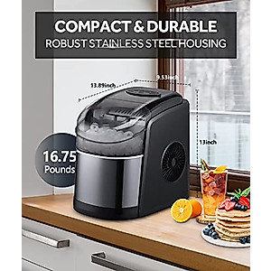 Countertop Ice Maker, FREE VILLAGE Ice Maker Machine for Countertop 9 Ice Ready in 6 Mins, 26Lbs/24H, Self-Cleaning Function, Portable Ice Maker with Ice Scoop & Basket for Home/Party/Camping (Black)