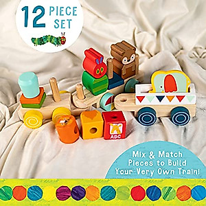KIDS PREFERRED World of Eric Carle The Very Hungry Caterpillar Wooden Train Set, 12 Pieces