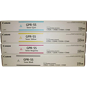 Genuine Canon GPR-55 Black Cyan Magenta Yellow Toner Set for use in The Canon imageRUNNER Advance C5535i / C5540i / C5550i and C5560i