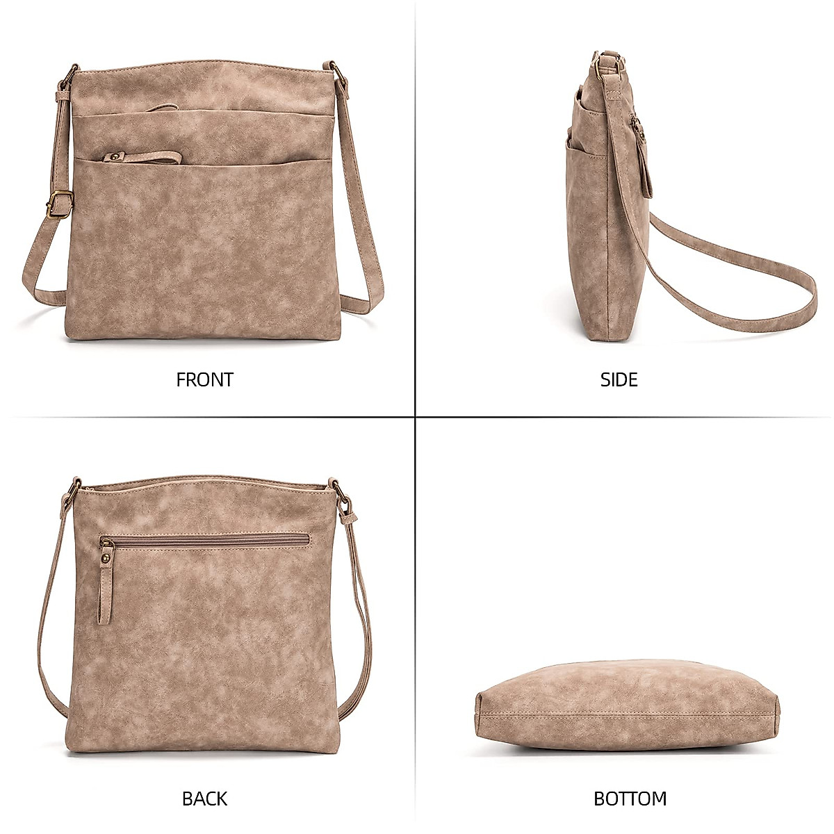 KouLi Buir Crossbody Purse for Women, Soft PU Leather Shoulder Handbags Crossover Bags with Multi Pocket