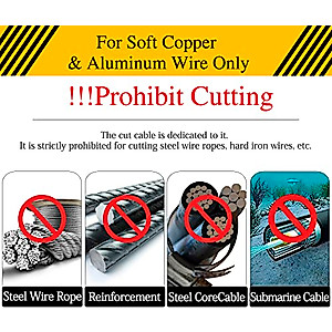 14in Hardened Cable Cutter Wire Rope Cable Cutter, Heavy Duty Wire Cutter for Aluminum Copper Wire Up to 125mm² - Cable Wire Cutter Heavy Duty Stainless Steel