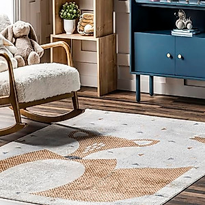 nuLOOM Talia Bashful Fox Kids Machine Washable Area Rug, 5x8, Beige