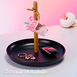 YOU WIZV Liquid Keychain, Kawaii Cute Donut Charms for Backpacks, Aesthetic Bubble Tea Boba Water Keychain for Girls, Kids,Women, Daughters, Boys（Pink Keychain）