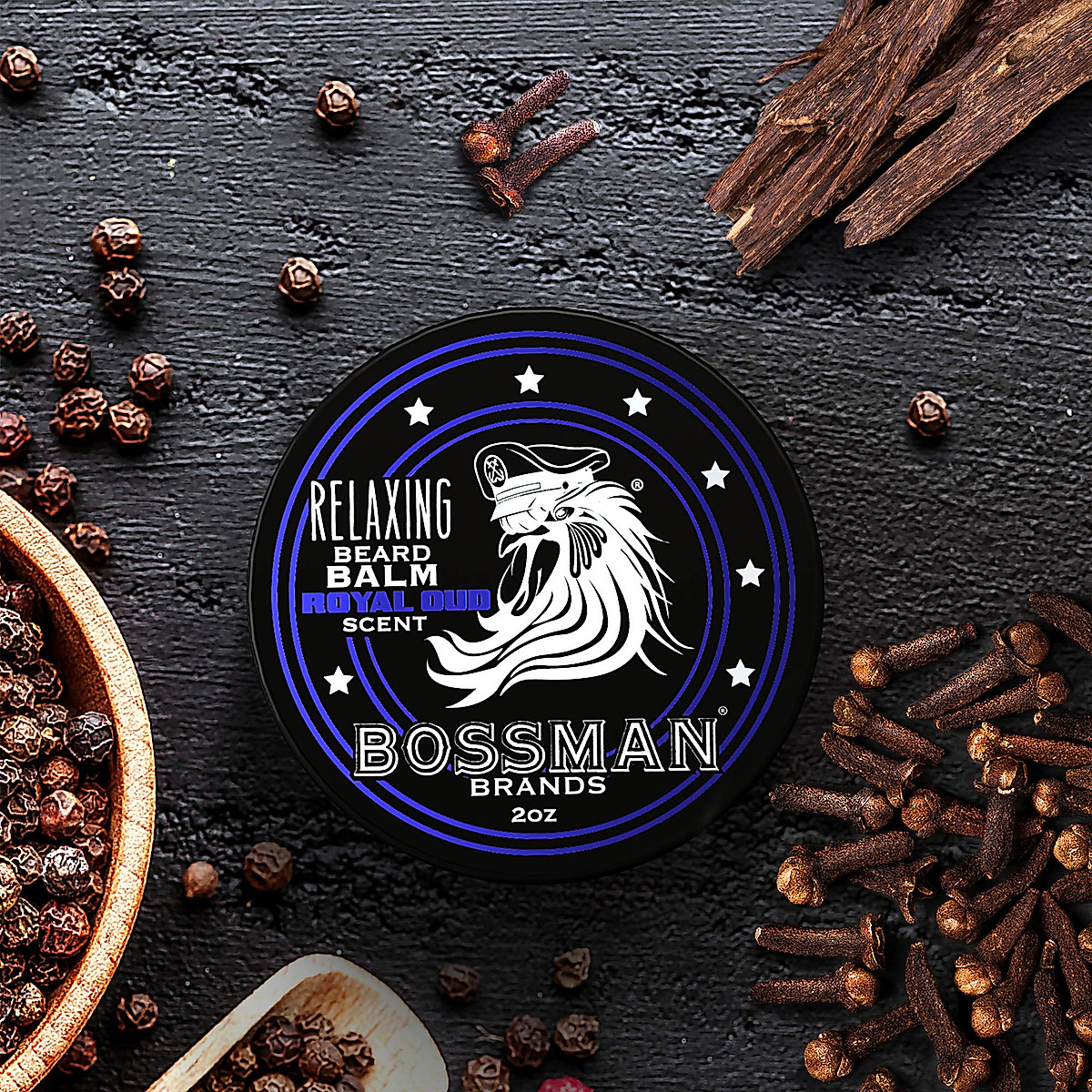 Bossman Relaxing Beard Balm - Beard Tamer, Relaxer, Thickener and Softener Cream - Beard Care Product - Made in USA (Royal Oud Scent)