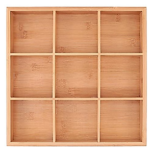 DOITOOL Wood Serving Tray Divided Platter 9- Section Wood Food Server Bamboo Serving Dishes Serving Platters for Snacks Appetizers