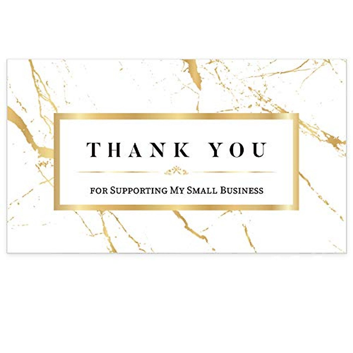 Modern 5th Thank You Cards Small Business – Thank You for Supporting My Small Business Thank You Cards – Gold Marble Matt Design – 3.5 x 2 Inches - 100 pcs – 300GSM Card Stock