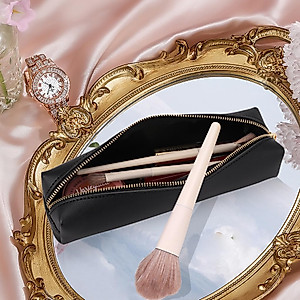 Oyachic Pencil Case PU Leather Cosmetic Makeup Bag Work Small Pen Pouch Zipper Storage Box Adults Desk Organizer Pens,Pencils,Markers