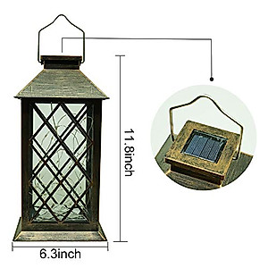 Solar Lantern Outdoor, Hanging Solar Light with 30 LED Fairy String Lights and Handle, Waterproof Decorative Landscape Lamp for Table Garden Patio Yard (Yellow)