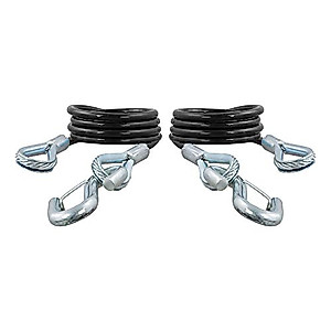 CURT 80136 43-7/8-Inch Vinyl-Coated Trailer Safety Cables, 3/8-In Snap Hooks, 3,500 lbs Break Strength, 2-Pack