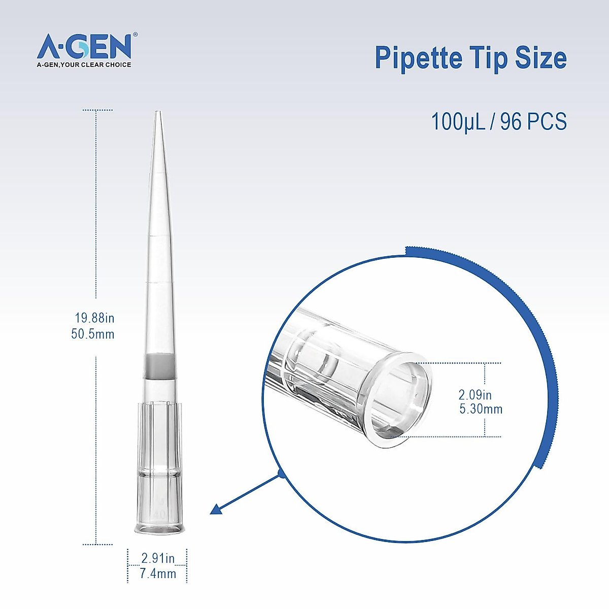 A-GEN 100uL Filter Racked Universal Pipette Tips, Clear, Gamma Sterile, DNase/RNase Free,Non-Pyrogenic (1 Rack of 96 Filter Tips, 100uL)