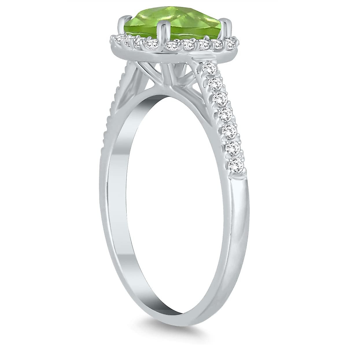 Peridot and Diamond Ring in 10K White Gold