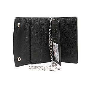 Juzar Tapal Collection Bifold Leather Wallet for Men with ID Window and Zipper Pocket, RFID Blocking, Thick and Durable Credit Card Holder (J277LCB-Long Chain Wallet)