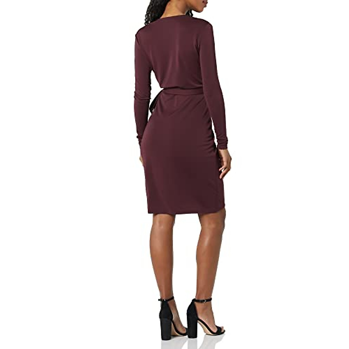 Amazon Essentials Women's Long Sleeve Classic Wrap Dress (Available in Plus Size), Burgundy, Small