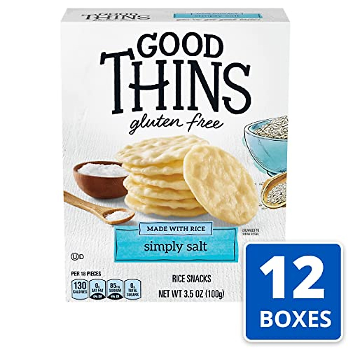 Good Thins Simply Salt Rice Snacks Gluten Free Crackers, 3.5 Ounce (Pack of 12)
