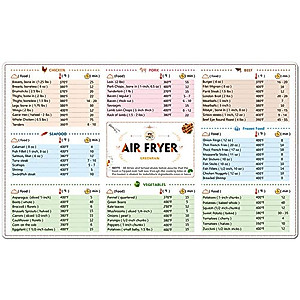 2 Pack Magnetic Cheat Sheets Cookbook Cooker Compatible with Air Fryer Cooking Times Quick Reference Guide Air Fryer Accessories 6''x11''
