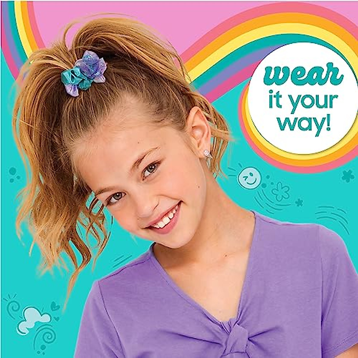 Just My Style D.I.Y. Scrunchie Maker by Horizon Group USA, Design Your Own Colorful Satin Scrunchies Hair Bands, Easy-to-Use Tool & Gemstones Included