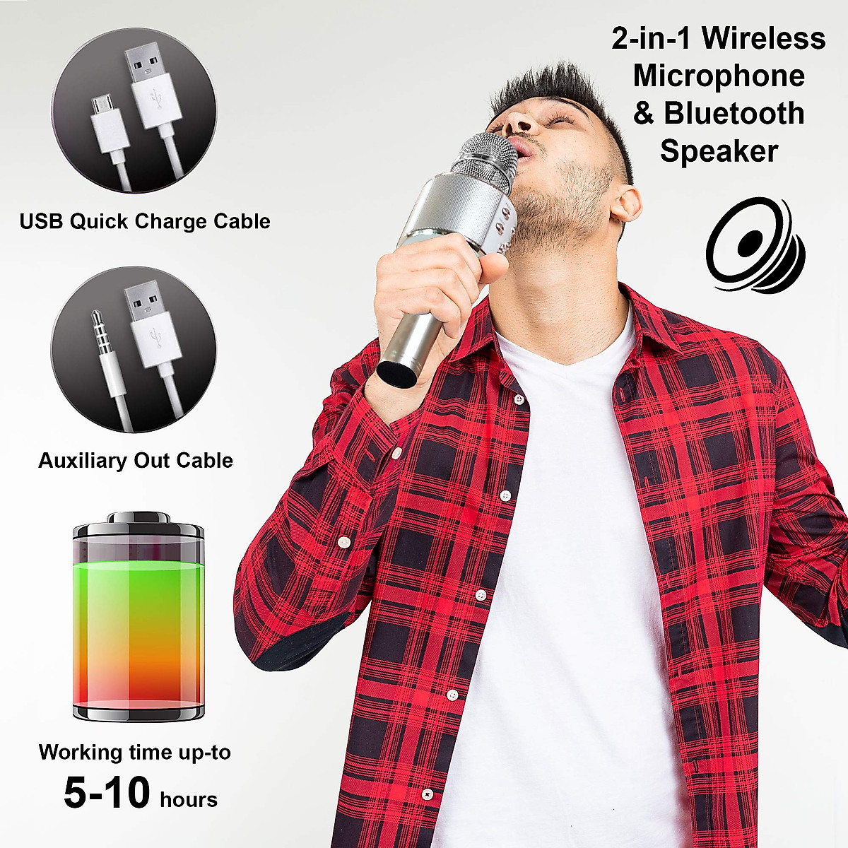 MR. MICROPHONE As Seen on TV - Wireless Karaoke Microphone, Portable Handheld Rechargeable Karaoke Speaker Machine for Boys Girls Kids Singing, Compatible with iPhone Android PC