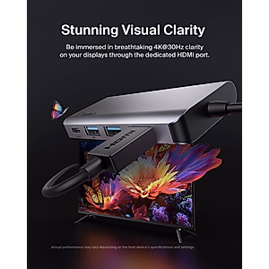 Belkin USB C Hub, 4-in-1 Multi-Port Laptop Dock with 4K HDMI, USB C Docking Station with 100 Watt Pass-Through Power Delivery, 2 X USB A Ports For MacBook Pro, Air, iPad Pro, Chromebook and More