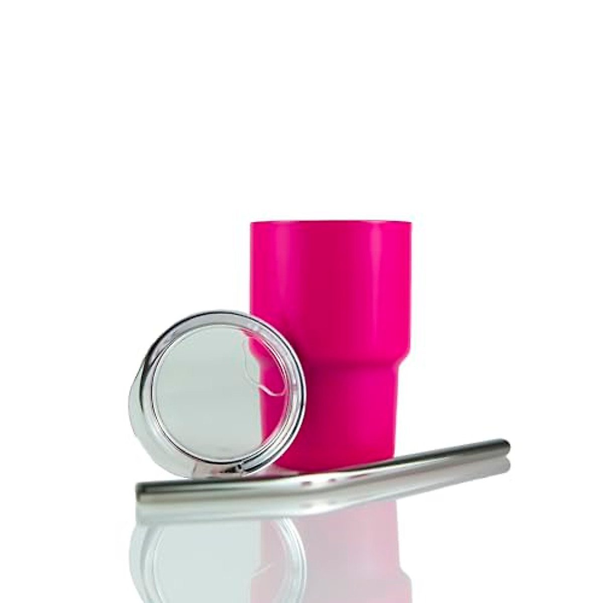 Hogg 3oz Sublimatable Tumbler Shot Glasses with lid and stainless straw (6 Pack), DIY, Customizable, Reusable, Double Wall Insulated, Sublimation Tumblers (Pink)