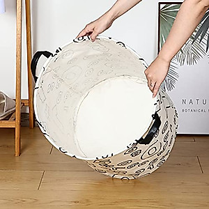 SEVEBDOME Canvas Fabric Storage Baskets with Handle, Foldable, Convenient Home Storage Bin Toy Bins Gift Baskets Bedroom Clothes Children Nursery Hamper (Number)