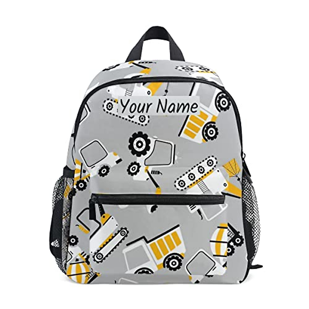 Glaphy Custom Kid's Name Backpack, Cartoon Truck Cars Toddler Backpack for Daycare Travel, Personalized Name Preschool Bookbags for Boys Girls