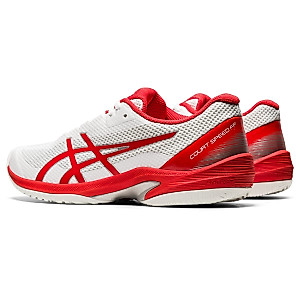 ASICS Women's Court Speed FlyteFoam Tennis Shoes, 10, White/Fiery RED